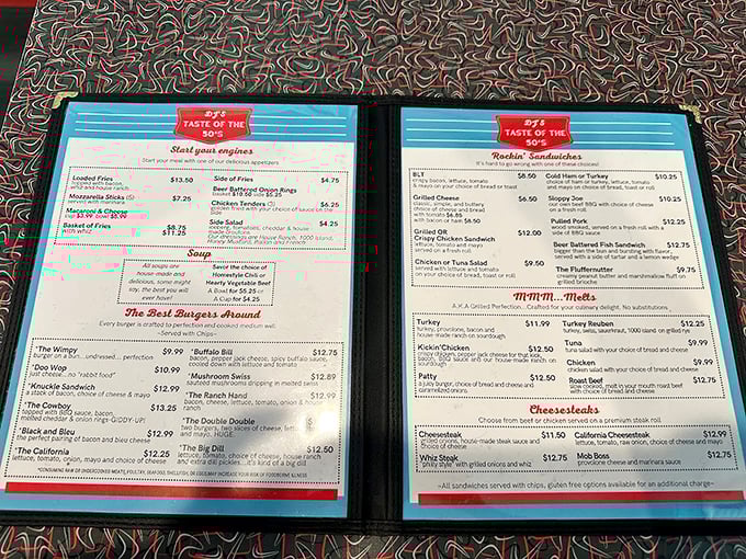 A menu that reads like a love letter to American classics. The hardest relationship you'll have today is choosing just one item.