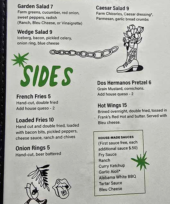 A menu that doesn't need novels of description&mdash;just honest food with playful illustrations that tell you everything you need to know about this place's personality.