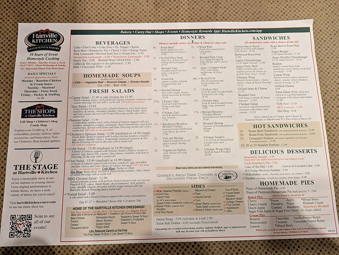 This menu reads like a love letter to Midwestern comfort, with pies getting top billing.