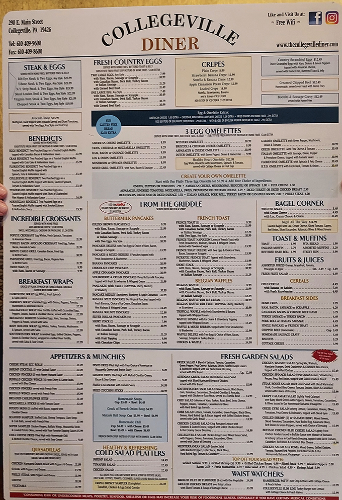 A menu so extensive it could double as light reading material. Breakfast lovers beware: decision paralysis is a real risk here.