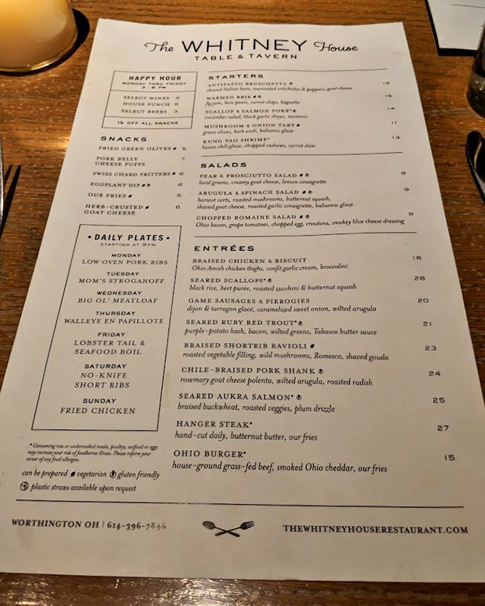 A menu that reads like a love letter to comfort food, with each dish promising its own delicious story.