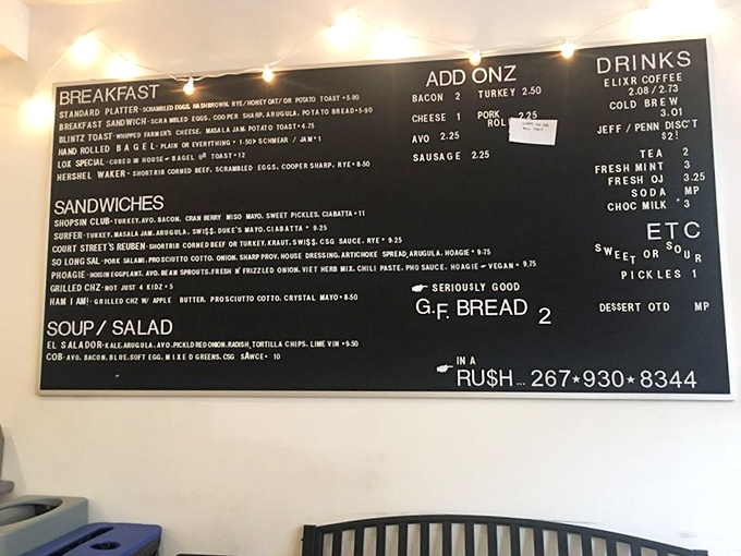 The menu board&mdash;a black and white testament to Middle Child's sandwich philosophy: do fewer things, but do them extraordinarily well.