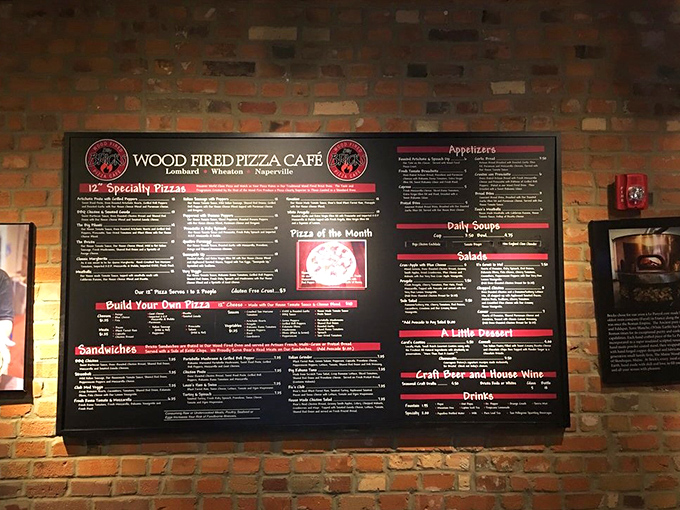 The menu board reads like a love letter to pizza possibilities&mdash;each option more tempting than the last.