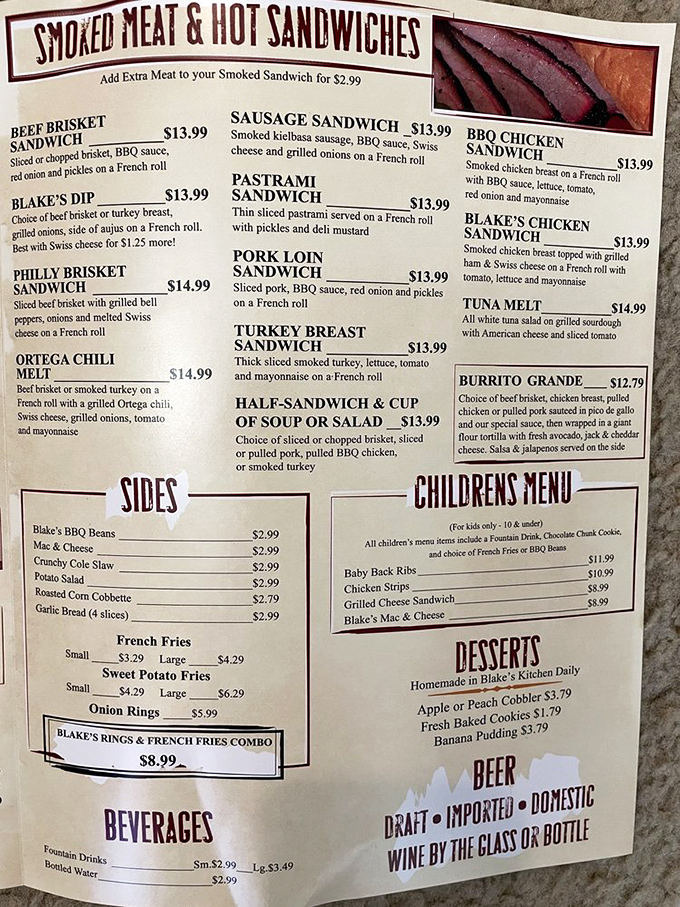 This menu isn't just a list of options—it's a roadmap to happiness. The hardest part is deciding which smoky masterpiece to commit to.