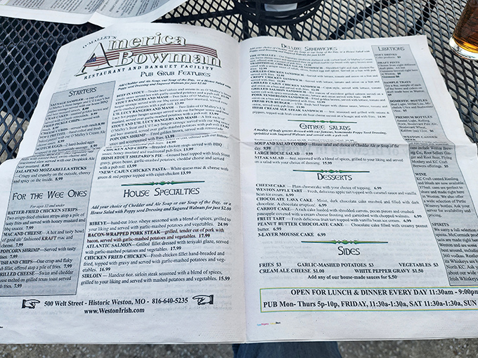 A menu that reads like a love letter to pub fare. No need for fancy descriptions when the food speaks fluent comfort.