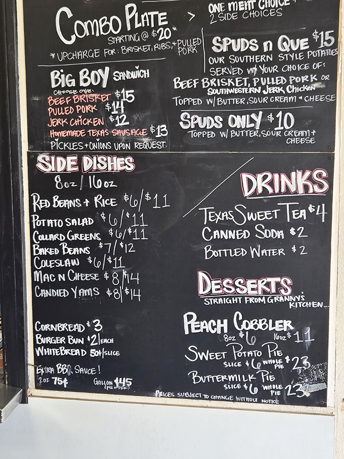 That chalkboard menu is like a roadmap to happiness. Each item promises a different journey into barbecue bliss.