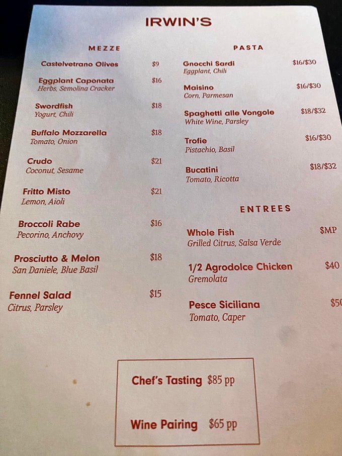 A menu that reads like a love letter to Sicily. Each dish at Irwin's tells a story of tradition reimagined with Philadelphia flair.