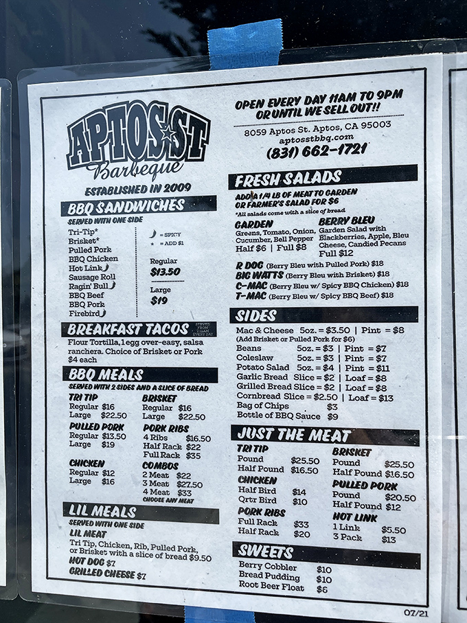 A menu that gets straight to the point&mdash;no fancy descriptions needed when the star of the show is slow-smoked perfection.