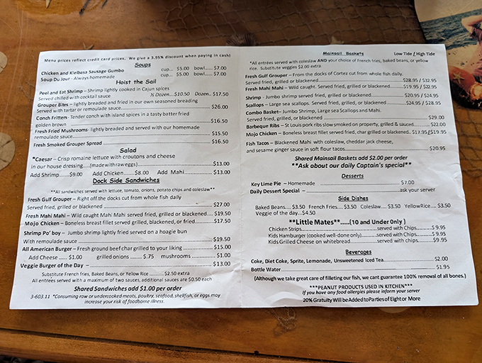 A menu that reads like a love letter to Gulf Coast cuisine, promising adventures in every bite.