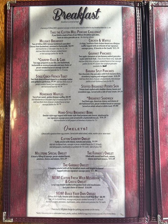 This menu isn't just a list—it's a roadmap to happiness. The Clifton Mill Pancake Challenge has humbled more hungry optimists than an all-you-can-eat contest.