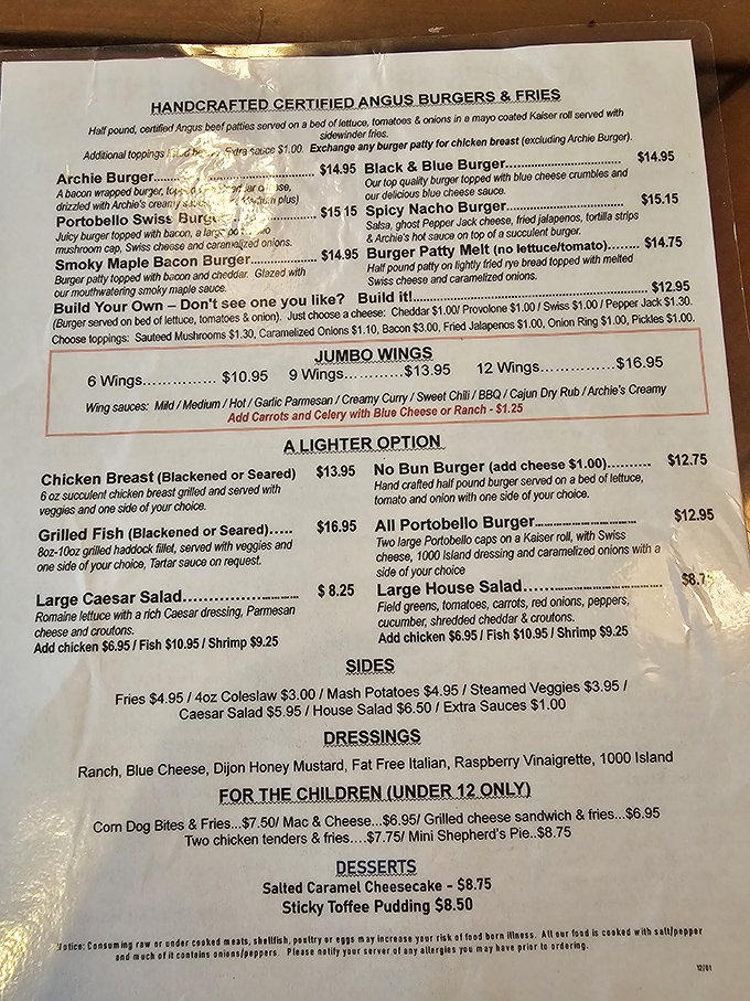 The menu reads like a delicious identity crisis &ndash; Angus burgers and jumbo wings sharing space with British classics.