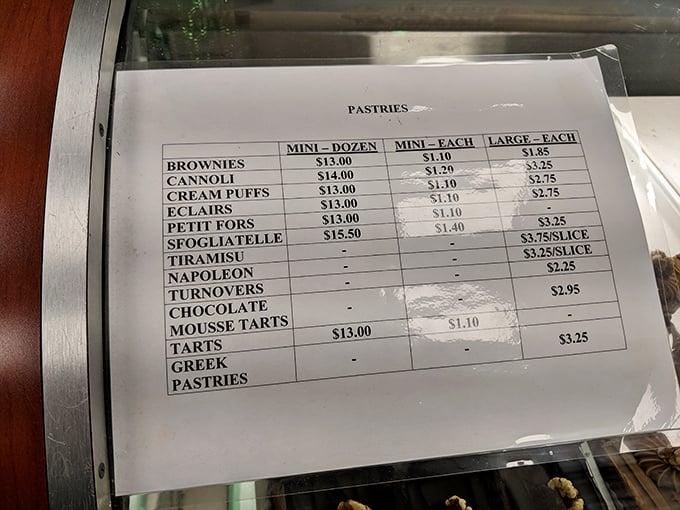 A menu that reads like poetry to dessert lovers. Each line promises a different path to pastry nirvana.