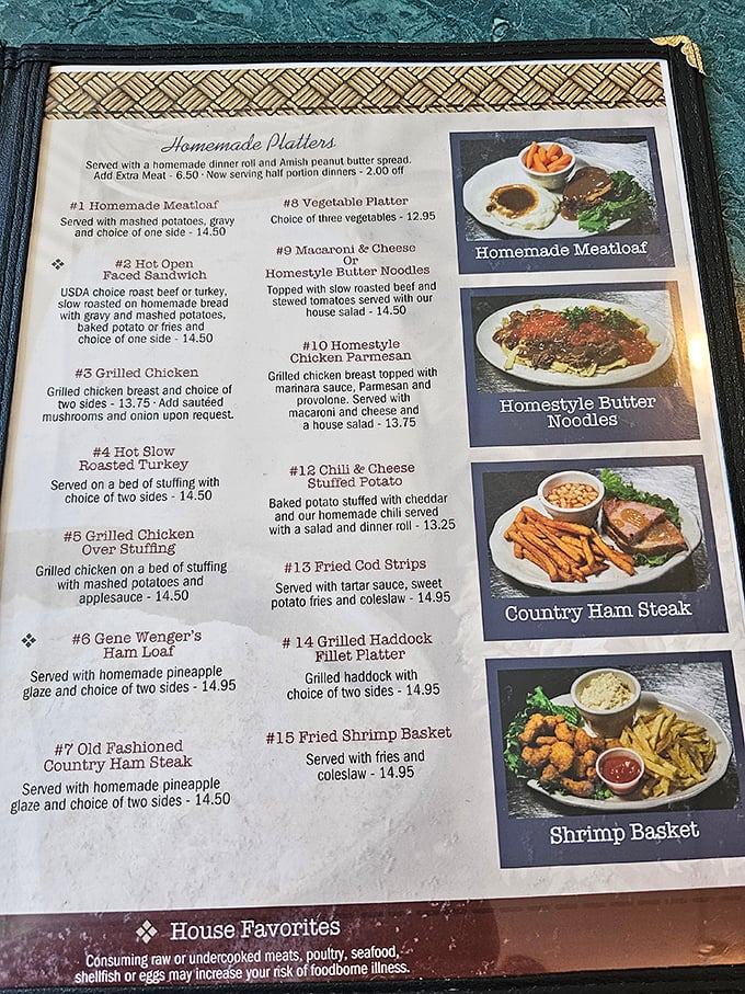 This menu reads like a love letter to comfort food classics. Each homemade platter promises the kind of satisfaction that chain restaurants can only dream about.