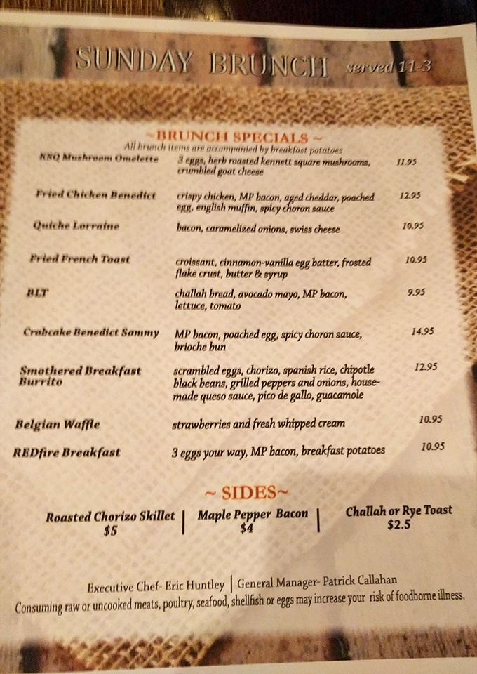 Sunday brunch at Redfire isn't just a meal&mdash;it's a weekend religion with benedicts and burritos that'll make you forget Monday exists.