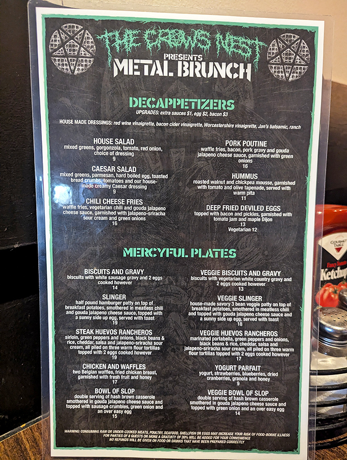 Metal Brunch isn't just a meal&mdash;it's a manifesto. This menu reads like a love letter to excess written by someone who understands breakfast's true potential.