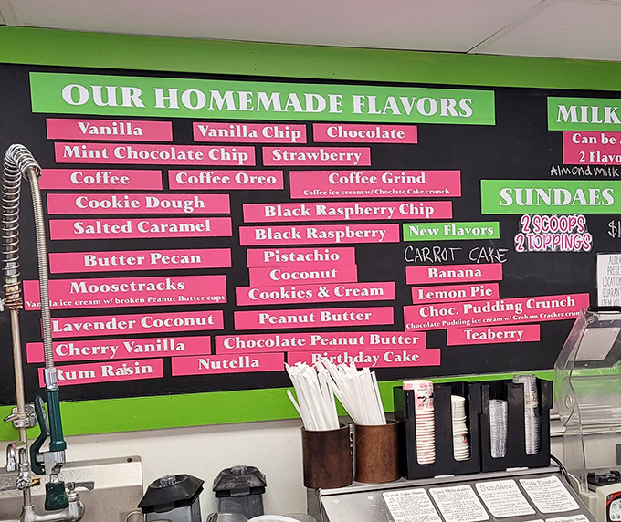 This flavor board isn't just a menu; it's a roadmap to happiness with destinations like Lavender Coconut and Chocolate Peanut Butter.