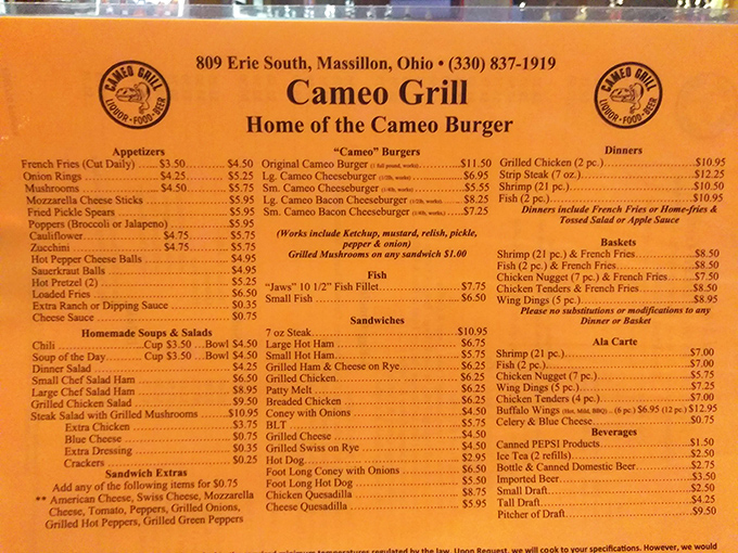 This menu isn't trying to impress with fancy fonts&mdash;it's too busy listing comfort foods that could make a cardiologist weep.