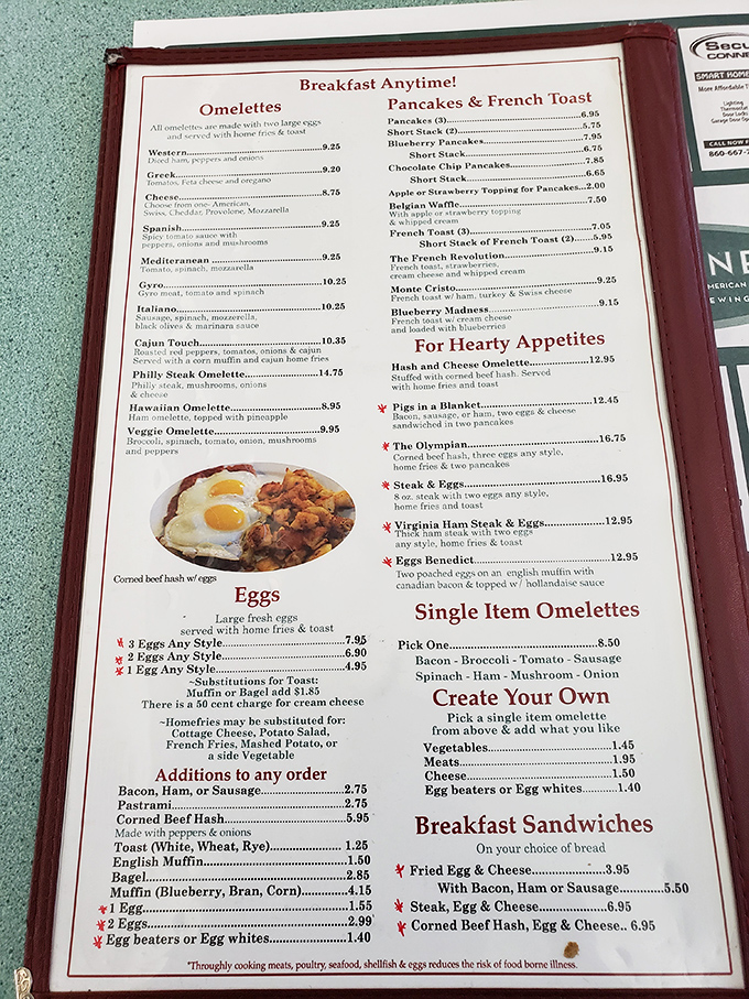 The breakfast menu at Olympia is like the Constitution of morning meals—comprehensive, well-considered, and guaranteeing the pursuit of happiness through pancakes.