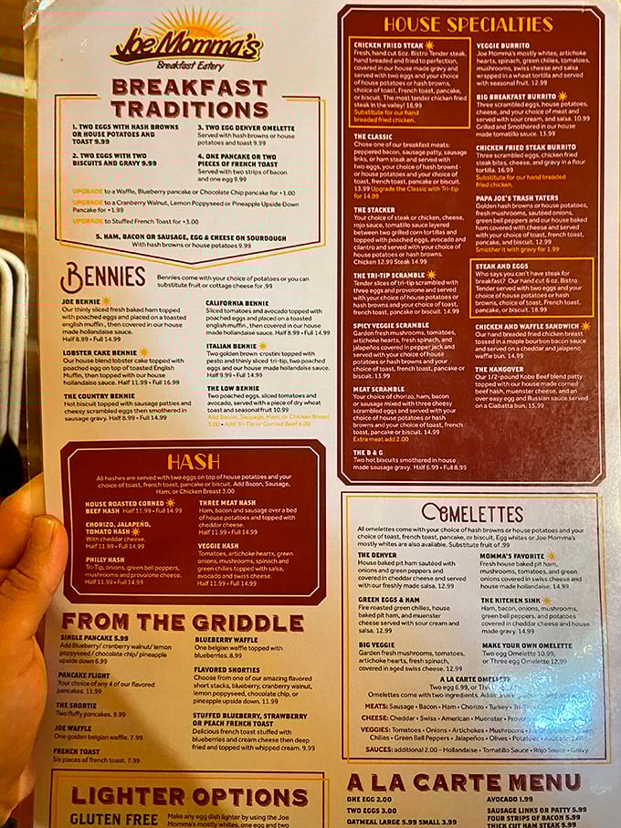 The menu reads like a love letter to breakfast traditions. Each description might as well say, "Yes, this is exactly what you're craving."
