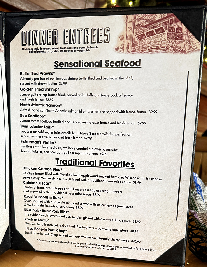 The menu reads like a love letter to classic supper club cuisine. No molecular gastronomy here&mdash;just time-honored favorites that have earned their place.