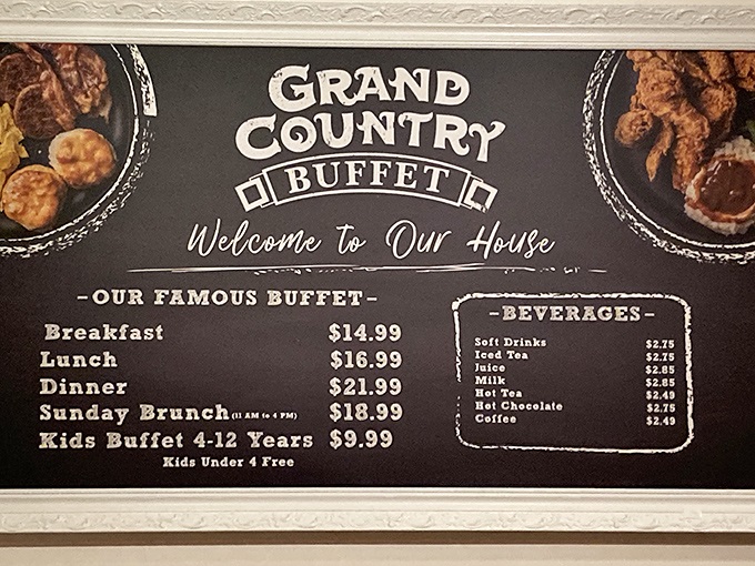 The menu board tells the whole story&mdash;breakfast, lunch, dinner, and Sunday brunch await, with prices that won't send you searching for loose change in the car seats.