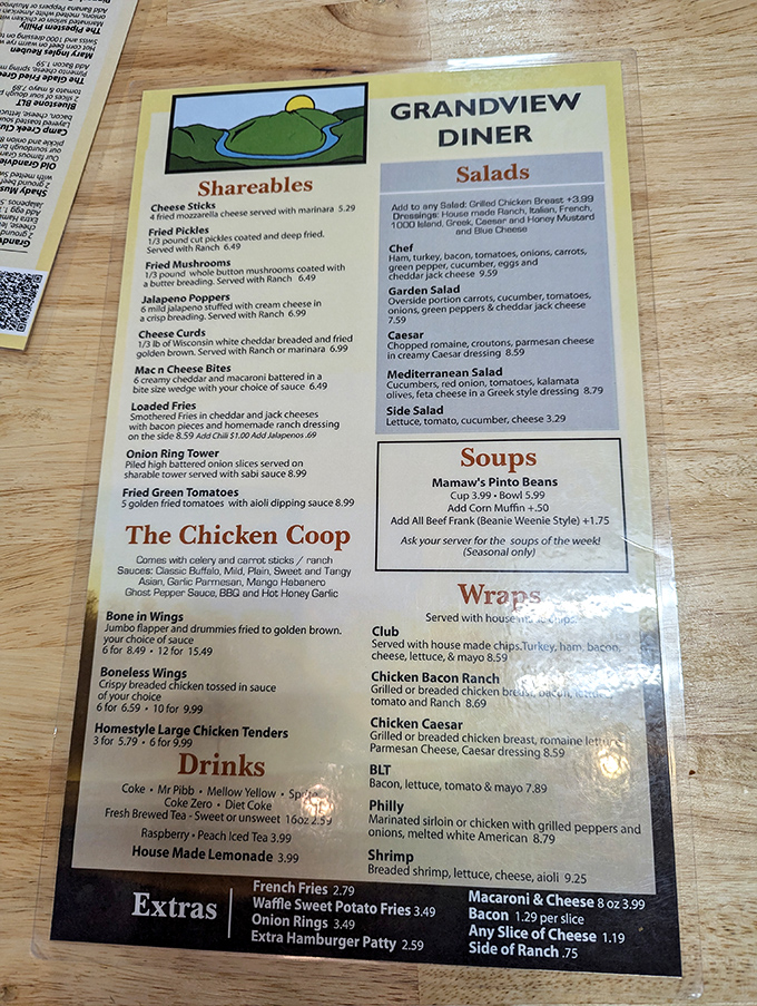 The menu that launched a thousand cravings. Notice how "Loaded Fries" sits there innocently between cheese bites and onion rings, like Clark Kent hiding Superman.