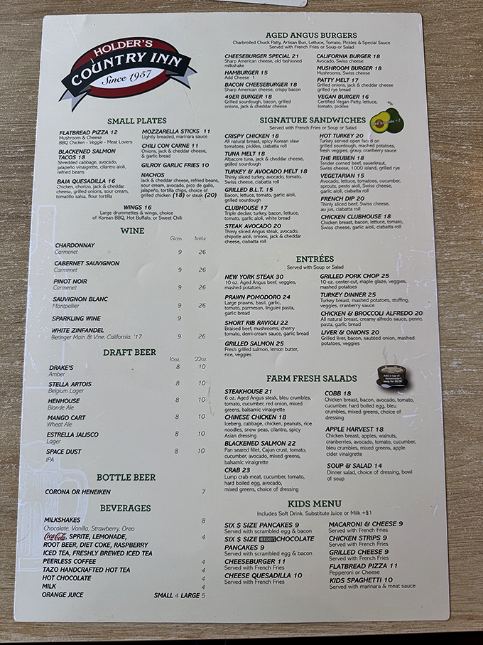 A menu that reads like a love letter to American comfort food. Decision paralysis has never been so delicious.