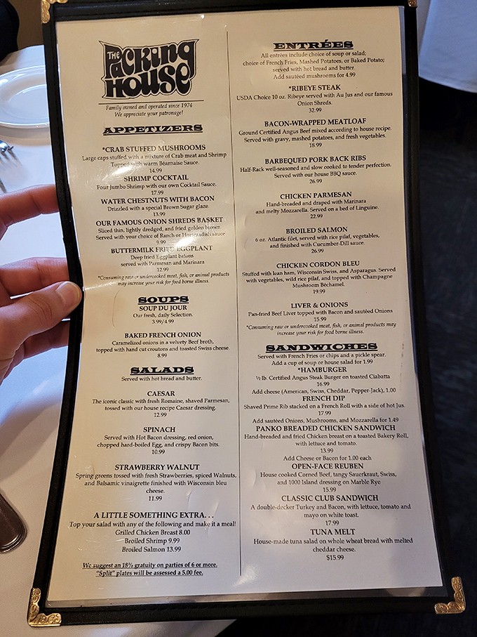 The menu reads like a love letter to classic American cuisine, with each dish promising a delicious journey.