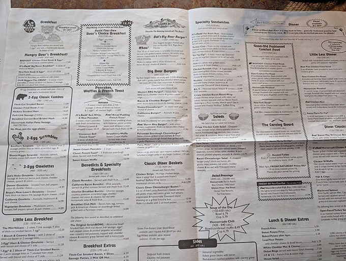The legendary newspaper-style menu requires both hands and serious contemplation—a delicious novel where every chapter ends with satisfaction.