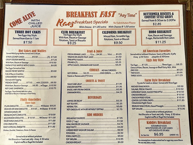 A menu that hasn't changed since your parents' first date&mdash;and thank goodness for that. Breakfast served "Any Time" is civilization at its peak.
