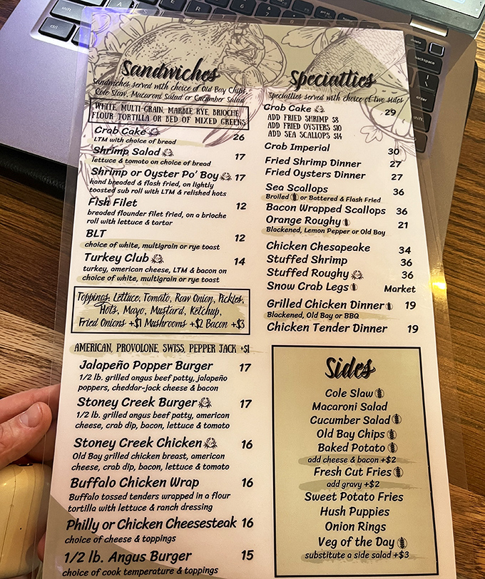 A menu that reads like a love letter to the Chesapeake Bay. No molecular gastronomy or foam towers – just seafood prepared the way Neptune intended.