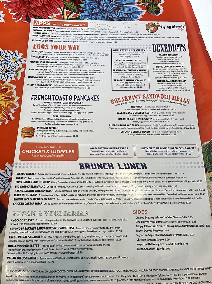 The menu reads like a love letter to morning indulgence, with "Creamy Dreamy Grits" promising comfort in every spoonful.