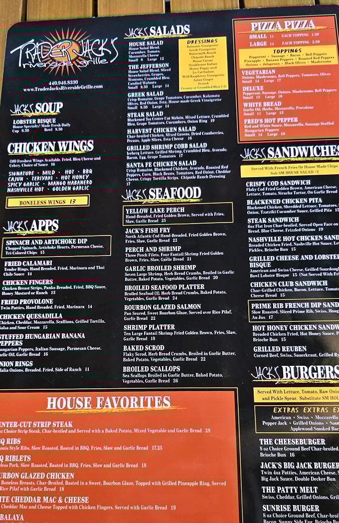 This menu isn't just a list&mdash;it's a roadmap to happiness. The lobster bisque boldly claims top billing, and for good reason.