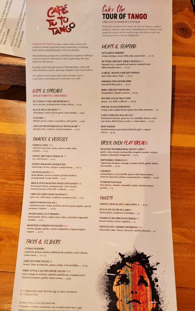 The menu reads like a passport of flavors&mdash;from Cuban Sliders to Spiced Alligator Bites. Decision paralysis has never been so delicious.