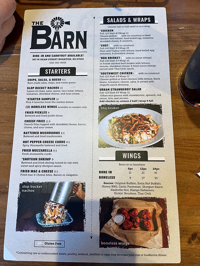 The menu reads like a love letter to comfort food classics, with each description promising a delicious journey through heartland cuisine.