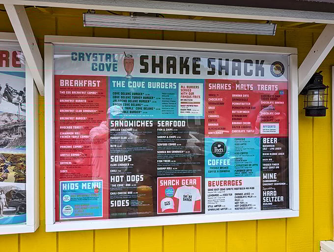 Life's big decisions happen at this menu board. Will it be the legendary fish and chips or that burger everyone's been talking about?