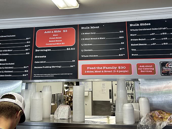 A menu board that doesn't need fancy fonts or flowery descriptions. When your barbecue speaks this loudly, you don't need marketing gimmicks.
