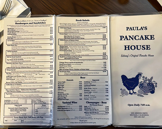 A menu that doesn't need fancy fonts to impress &ndash; just honest breakfast offerings that have kept locals and tourists coming back for decades.