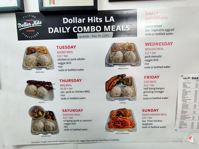 The daily combo meals board is like a Filipino calendar &ndash; each day bringing a new reason to celebrate with your stomach.