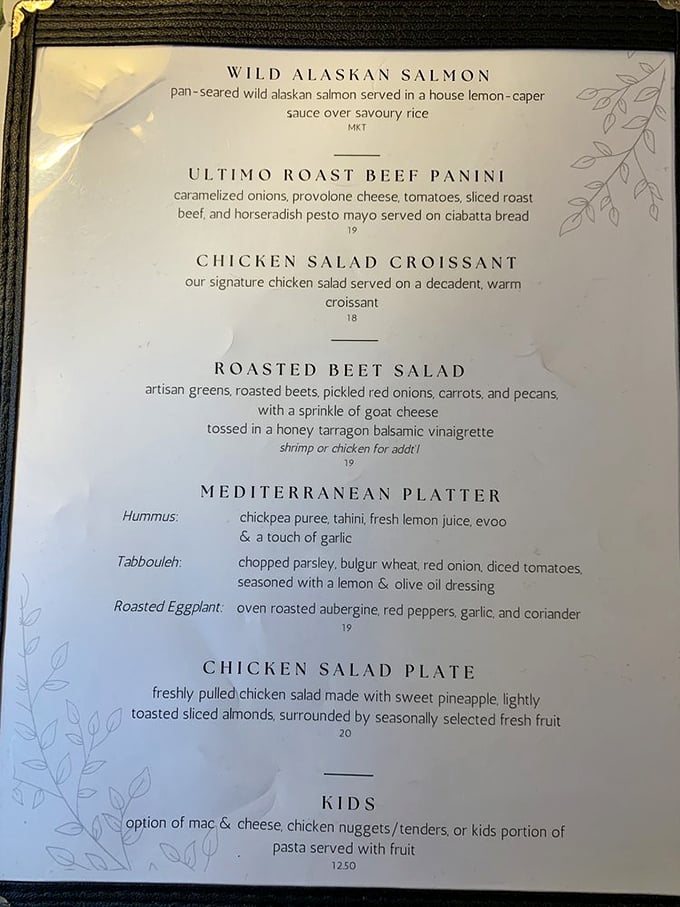 A menu that reads like a delicious identity crisis &ndash; salmon and paninis at a tearoom? Brilliant!