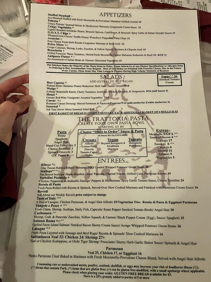 A menu that reads like a greatest hits album of Italian comfort food classics.