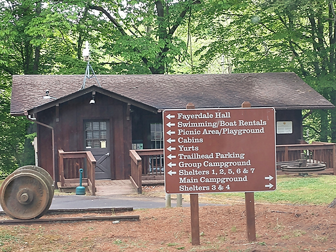 This rustic information center doesn't just point you in the right direction&mdash;it practically whispers "adventure this way" with its weathered charm.