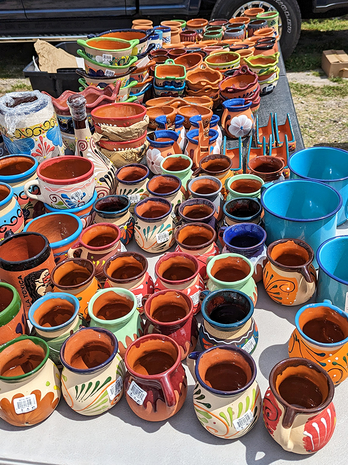 These handcrafted pottery pieces aren't just containers; they're liquid rainbows frozen in clay, waiting to brighten someone's kitchen counter or garden path.