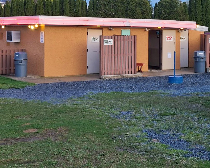 Even the restrooms at Shankweiler's have that charming retro vibe. Practical, no-nonsense facilities that have served patrons since before cup holders were invented.