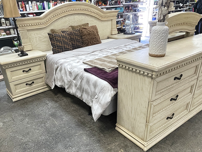 Bedroom royalty awaits! This cream-colored set transforms any spare room from "storage overflow" to "five-star guest quarters."