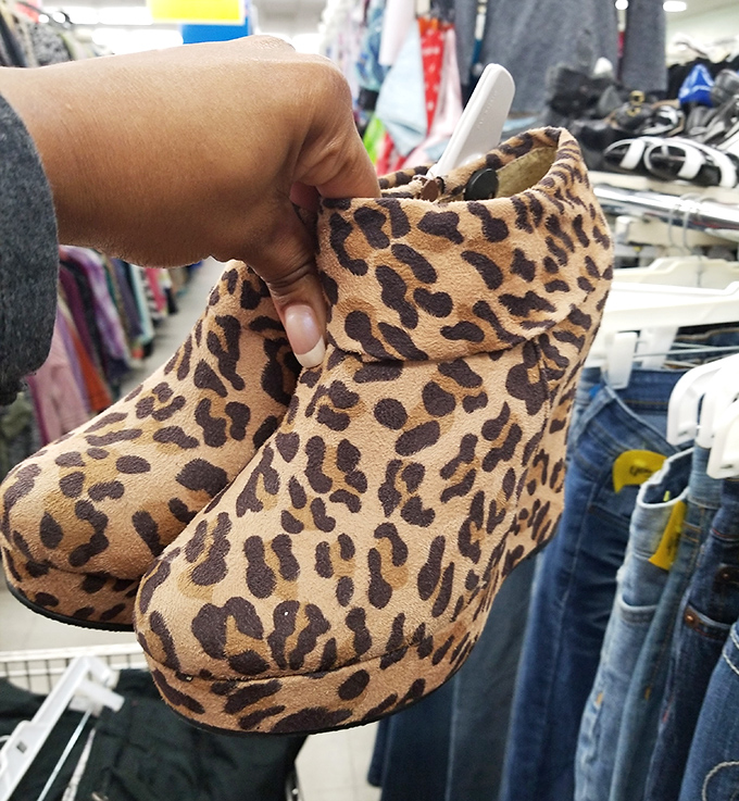 Those leopard-print booties aren't just shoes; they're conversation starters waiting for the right brave soul to give them a second life.