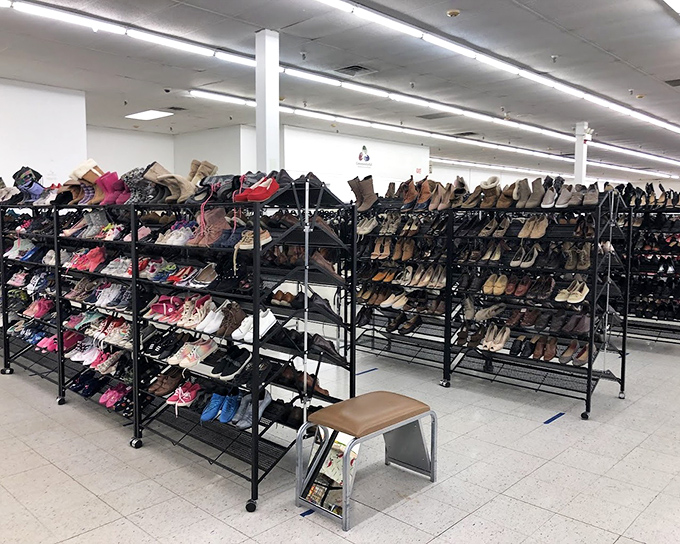 The shoe section rivals Imelda Marcos's closet, with enough footwear options to make Cinderella rethink her glass slipper strategy.