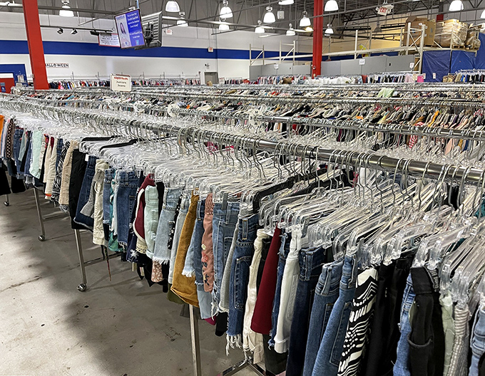 The denim section stretches to infinity and beyond. Somewhere in this sea of jeans is the pair that will make you feel like 1995 again.