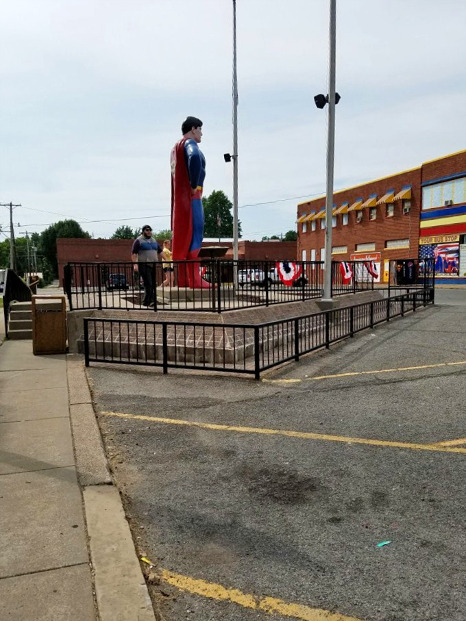 From this angle, you can almost imagine the statue suddenly taking flight over the parking lot. Almost.
