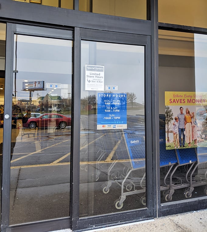 Store hours posted clearly for the dedicated deal-seekers who plan their bargain expeditions with military precision.